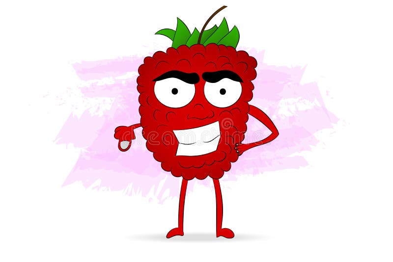Cool Raspberry Character Illustration in Comic Style with Pointing ...