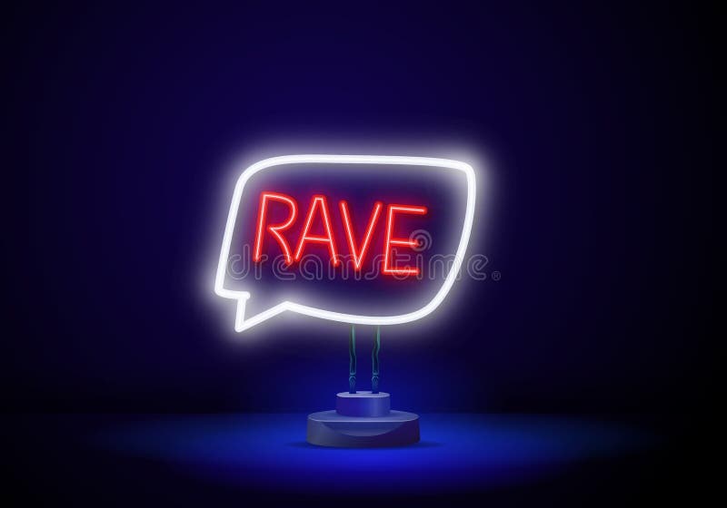 Cool Rave Neon Icon. Neon Text RAVE Style Illustration Isolated on Dark ...