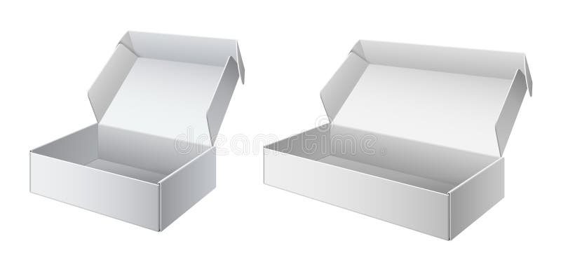 Cool Realistic White Package Cardboard Boxes Opened. Stock Vector ...