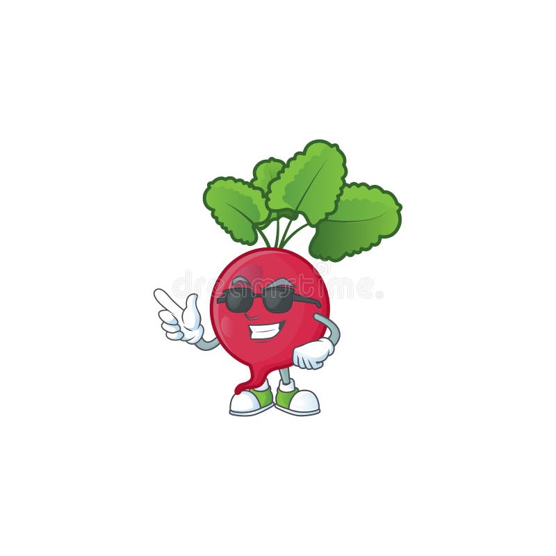 Cool and Cool Red Radish Character Wearing Black Glasses Stock Vector ...