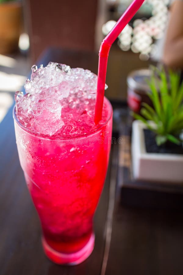 Cool Red Soda Drinking with Ice Stock Photo - Image of beverage ...