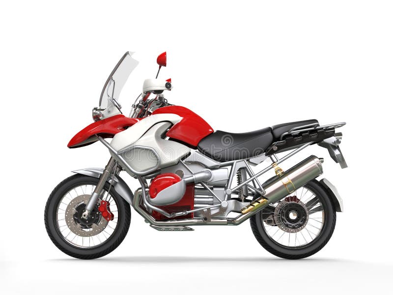 Cool Red and White Motorcycle - Side View Stock Illustration ...