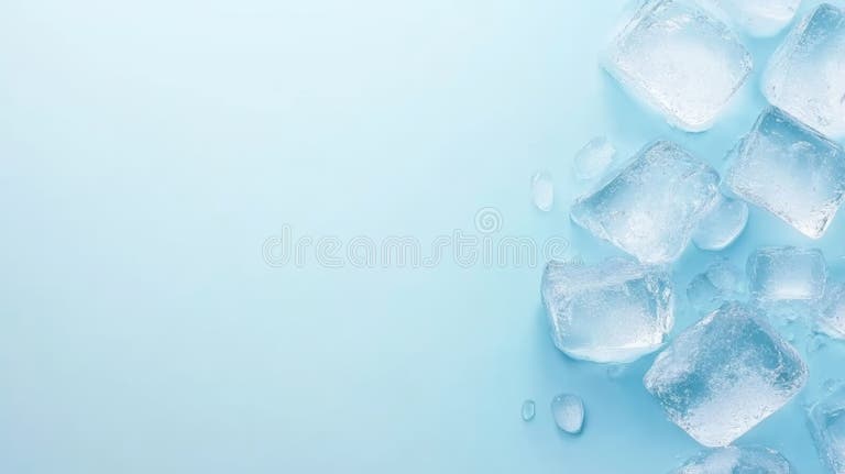 Cool and Refreshing, Ice Cubes Sparkle on Vibrant Blue Background Ice ...