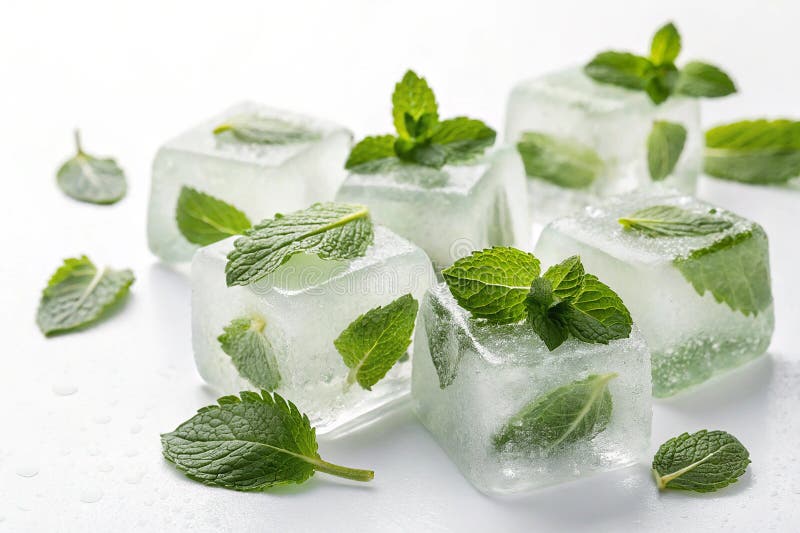Mint Ice Cubes Isolated for Refreshing Drinks Stock Illustration ...