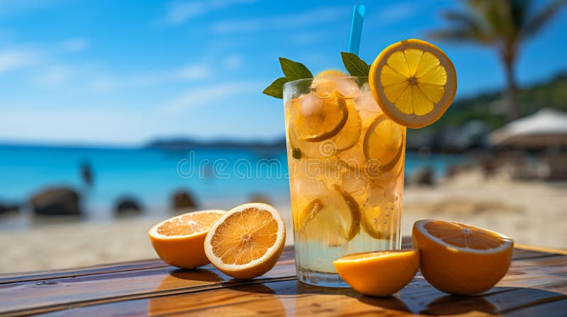 Cool and Refreshing Tropical Cocktail at the Beach Stock Illustration ...