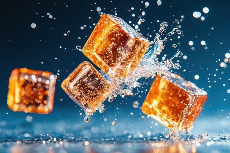 Cool Refreshment: Ice Cubes Splashing in Flow Stock Illustration ...