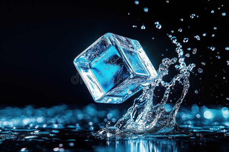 Cool Refreshment: Ice Cubes Splashing in Flow Stock Illustration ...