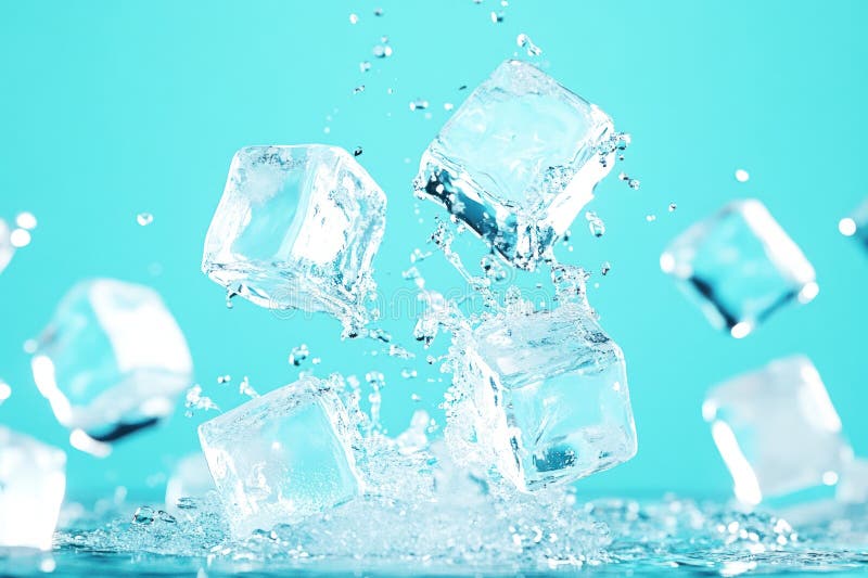 Cool Refreshment: Ice Cubes Splashing in Flow Stock Illustration ...
