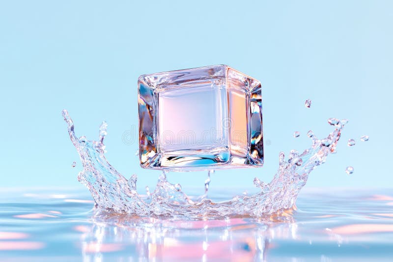 Cool Refreshment: Ice Cubes Splashing in Flow Stock Illustration ...