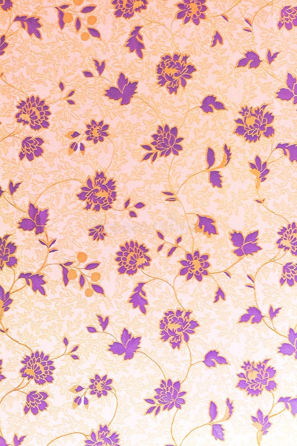 Cool Retro Floral Wallpaper Tan Brown Design Stock Photos - Free ...
