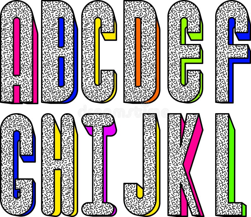 Cool Retro Font Cartoon Set Collection Stock Vector - Illustration of ...