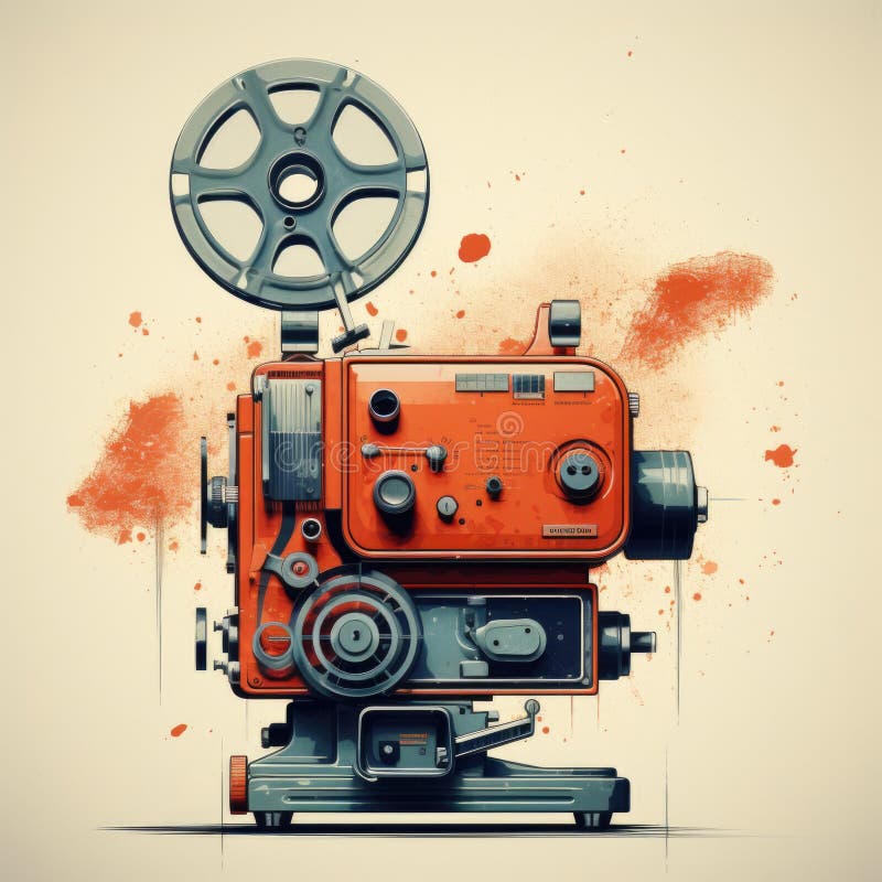 Cool Retro Movie Projector Poster Stock Illustration - Illustration of ...
