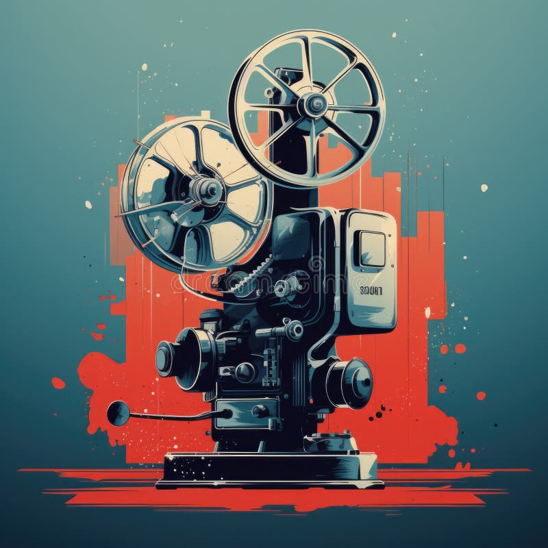 Cool Retro Movie Projector Poster Stock Illustration - Illustration of ...