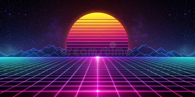 Cool Retrowave or Synthwave Style Poster Wallpaper Background Night ...