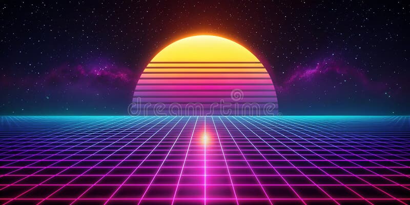 Cool Retrowave or Synthwave Style Poster Wallpaper Background Night ...