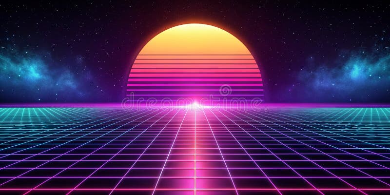 Cool Retrowave or Synthwave Style Poster Wallpaper Background Night ...
