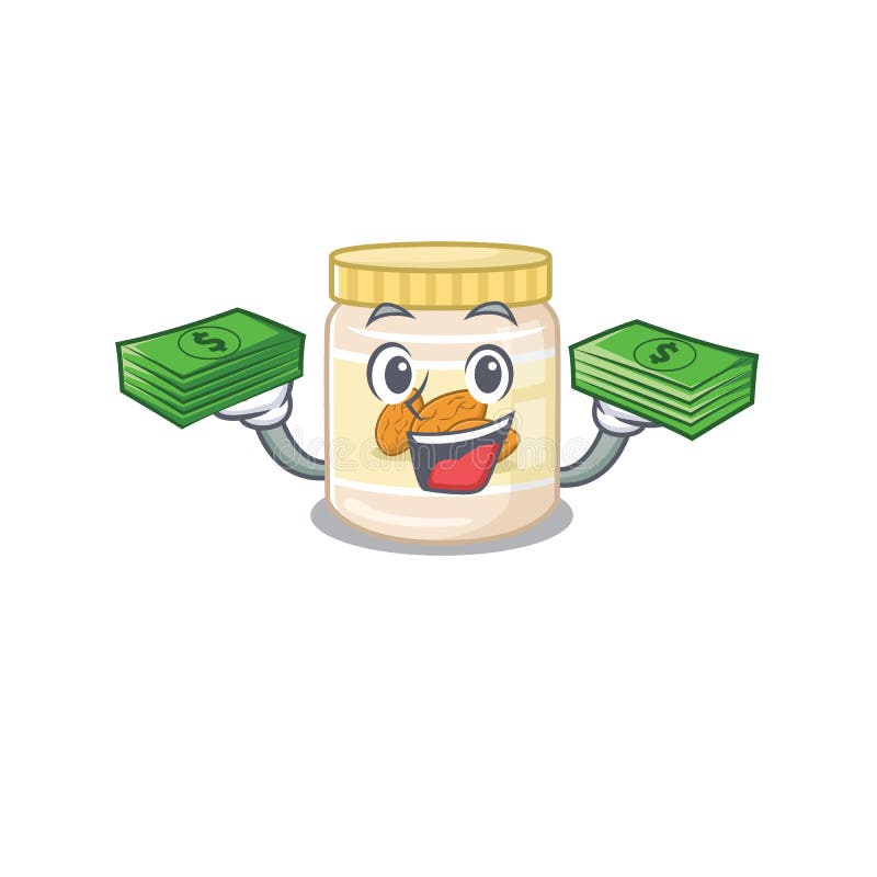 Cool Rich Almond Butter Character Having Money on Hands Stock Vector ...