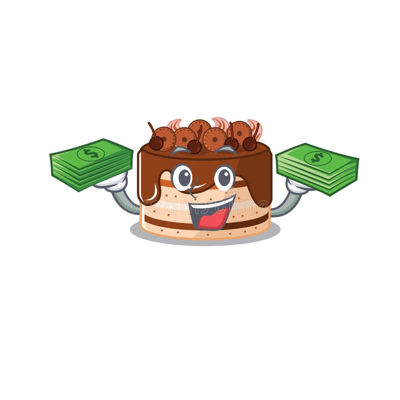 Cool Rich Chocolate Cake Character Having Money on Hands Stock Vector ...