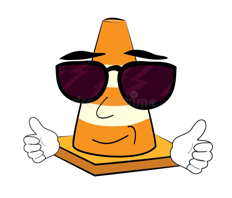 Cool Road cone cartoon stock illustration. Illustration of isolated ...