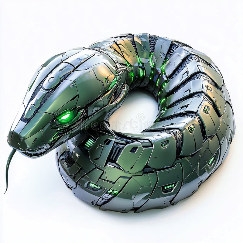 Robotic Serpent Artificial Intelligence Futuristic Reptile Isolated on ...