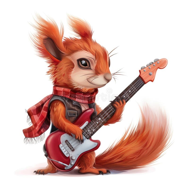 Cool Rock Squirrel in Rock Outfit Playing Electric Guitar Stock ...