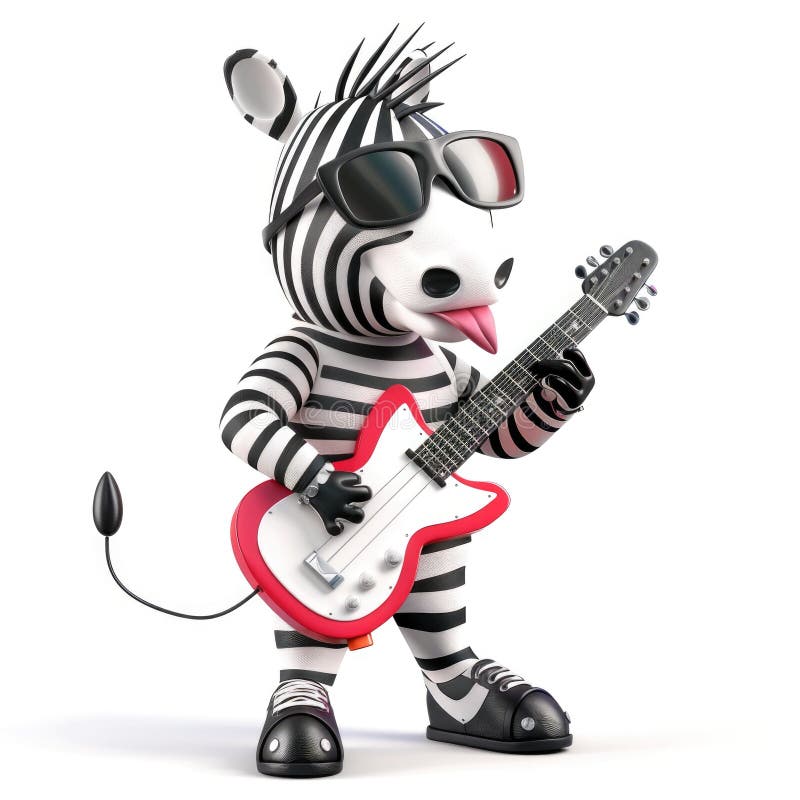 Cool Rocking Zebra with Guitar Sunglasses Stock Illustration ...