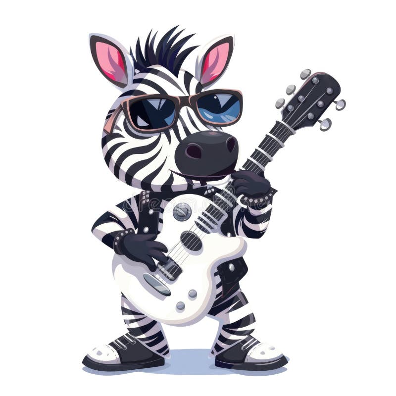 Cool Rocking Zebra with Guitar Sunglasses Stock Illustration ...