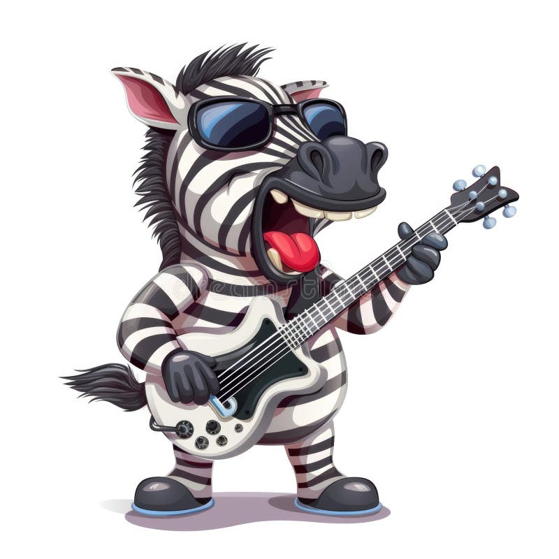 Cool Rocking Zebra with Guitar Sunglasses Stock Illustration ...