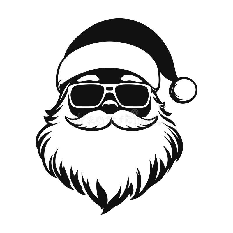 Cool Santa Claus in Goggles and Hat. Vector Silhouette Icon Isolated on ...