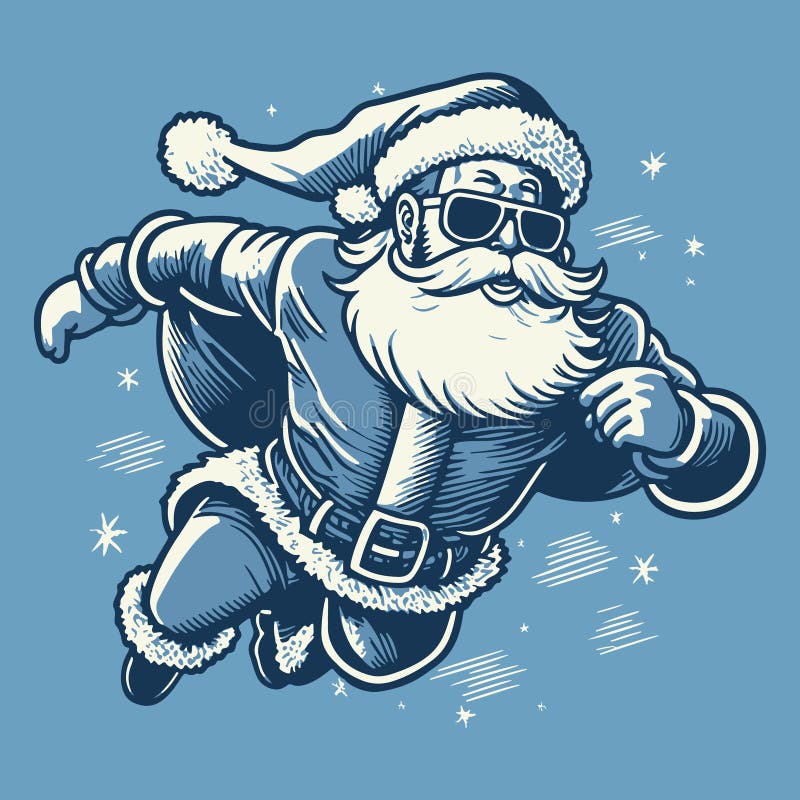 Cool Santa Flying, Mascot Style, Vector Artwork Stock Vector ...