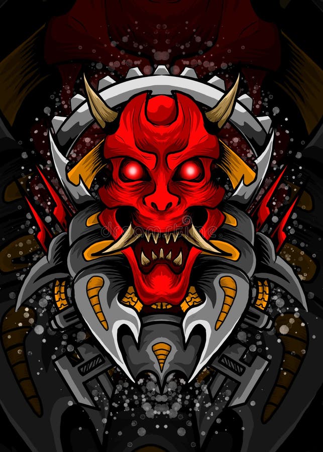 Cool and Scary Monster Face Illustration Design Stock Illustration ...