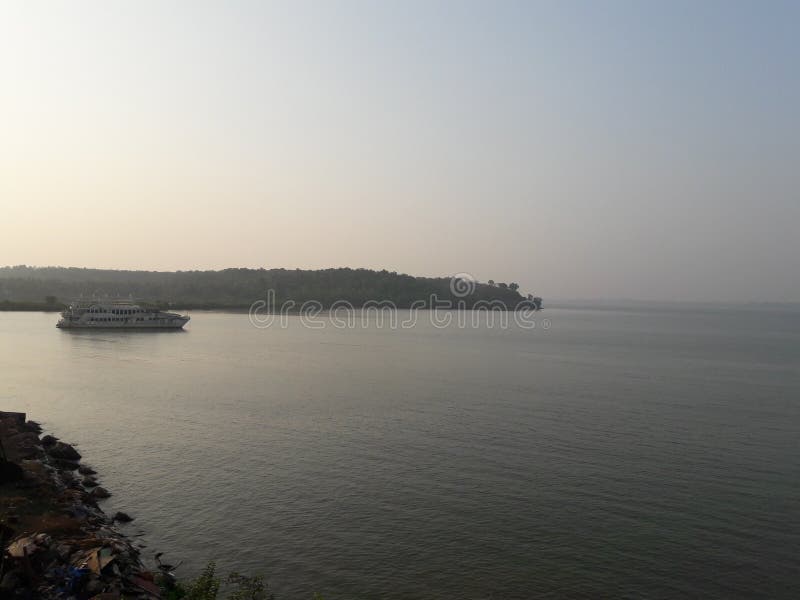 Cool Scenary of Ocean with Boat. Stock Image - Image of agni ...