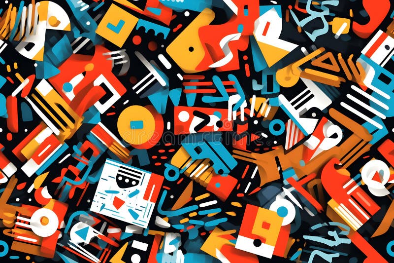 A Cool Seamless Abstract Doodle Pattern Inspired by 00s, Neural Network ...