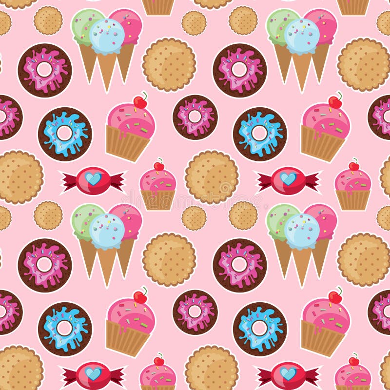 Cool Seamless Pattern Sweets. Stock Vector - Illustration of holiday ...