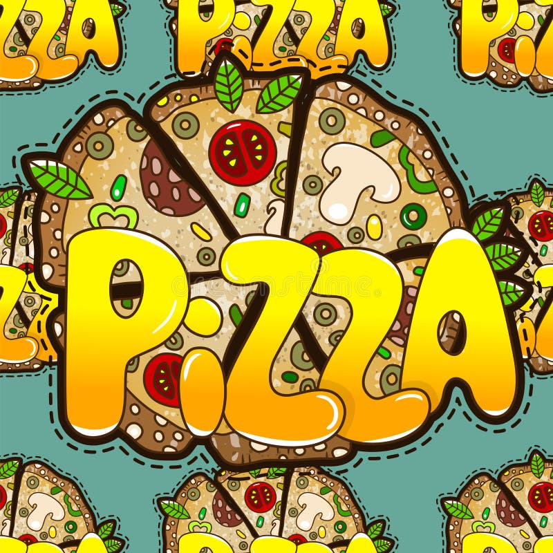 Cool Seamless Pattern with of Tasty Pizza. Vector Illustration O Stock ...