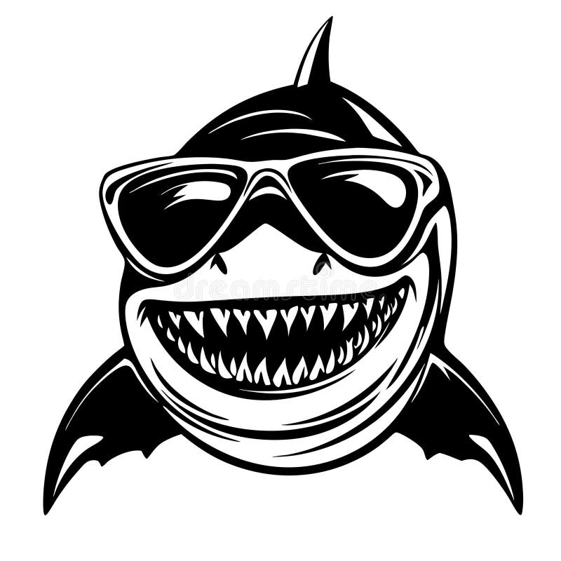 Cool Shark Cartoon Character with Sunglasses and Sharp Teeth for Fun ...