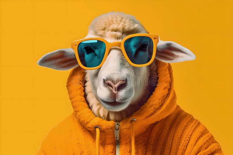 Cool Cool Sheep or Ram in Sunglasses and a Knitted Sweater. Stock ...