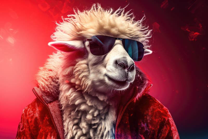Cool Sheep with Sunglasses and Jacket AI Generated Stock Photo - Image ...