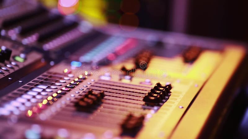 Cool Shot of Digital Audio Console Fader by Stage during Performance ...