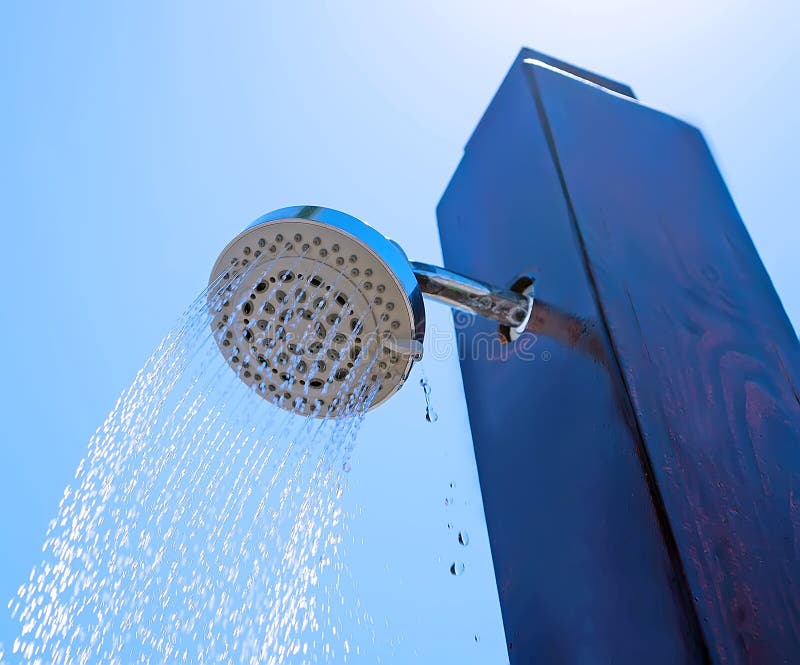 Cool Shower on a Background of Blue Sky. a Refreshing Shower on the ...