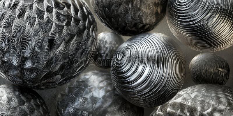 Cool Silver Spherical Carbon Textures with Smooth, Intricate Patterns ...