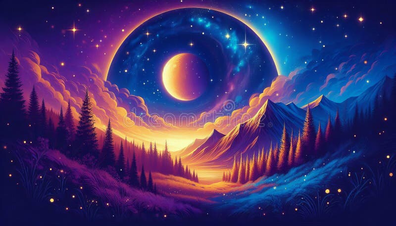 Cool Sky Warm Stars a Deep Blue or Violet Sky with Warmer Yellow Stock ...