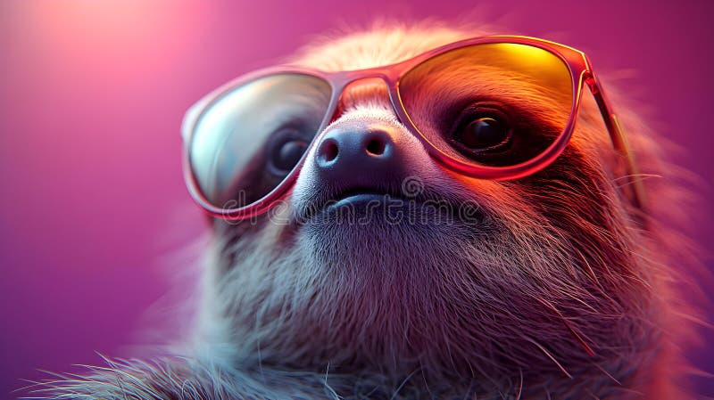 Cool Sloth Wearing Sunglasses - 3D Illustration Stock Illustration ...