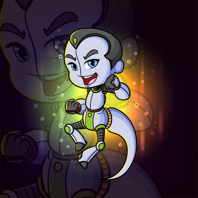 The Cool Smart Robot Boy Esport Mascot Design Stock Vector ...