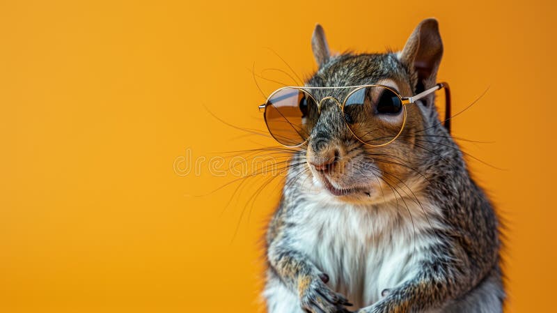 A Cool Squirrel Wearing Sunglasses Against a Bright Orange Background ...
