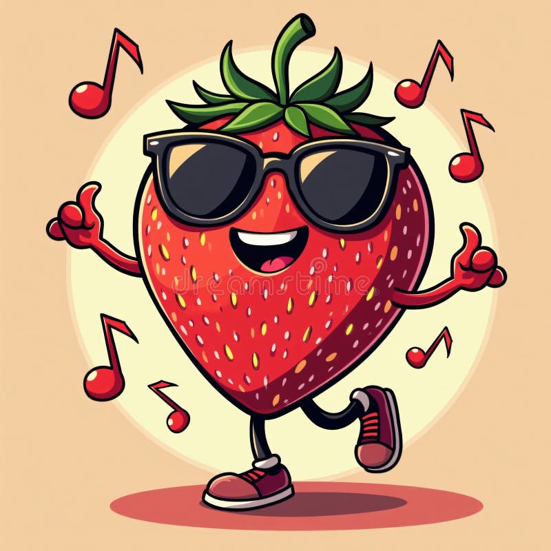 Dancing strawberry cartoon stock vector. Illustration of icon - 94897609