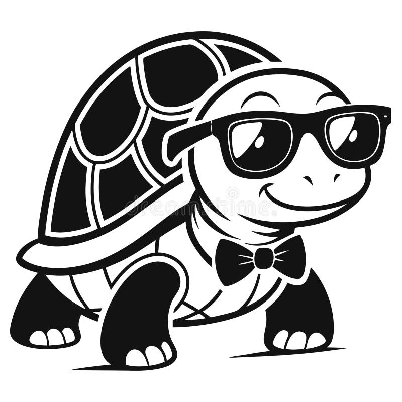 Cool Stylish Turtle Character with Sunglasses and Bowtie for Fun ...