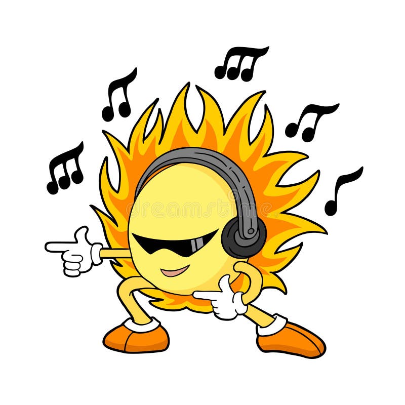 Cool sun listening music stock vector. Illustration of listen - 151042061