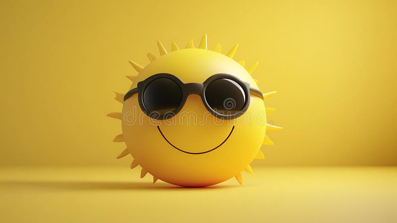 A Cool Sun Wearing Black Sunglasses with a Cheerful Smile Stock ...