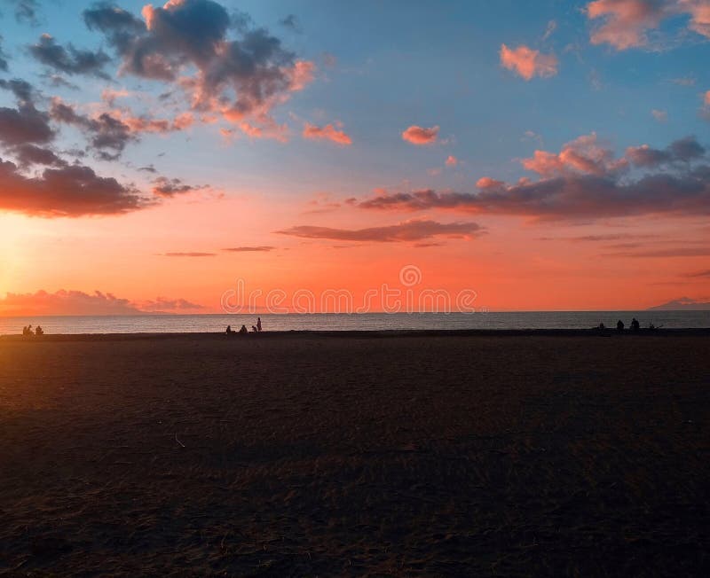 The Cool Sunset View Illuminates the Surrounding Beach Stock Image ...